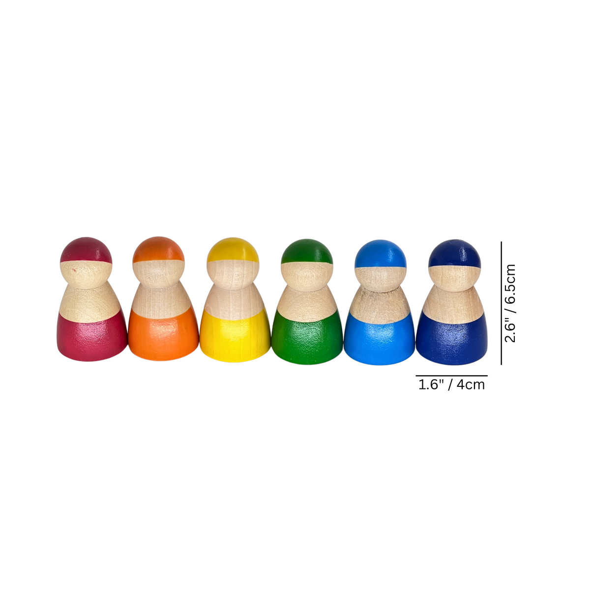Lilplayground 6 piece Rainbow Building Blocks and Peg Dolls