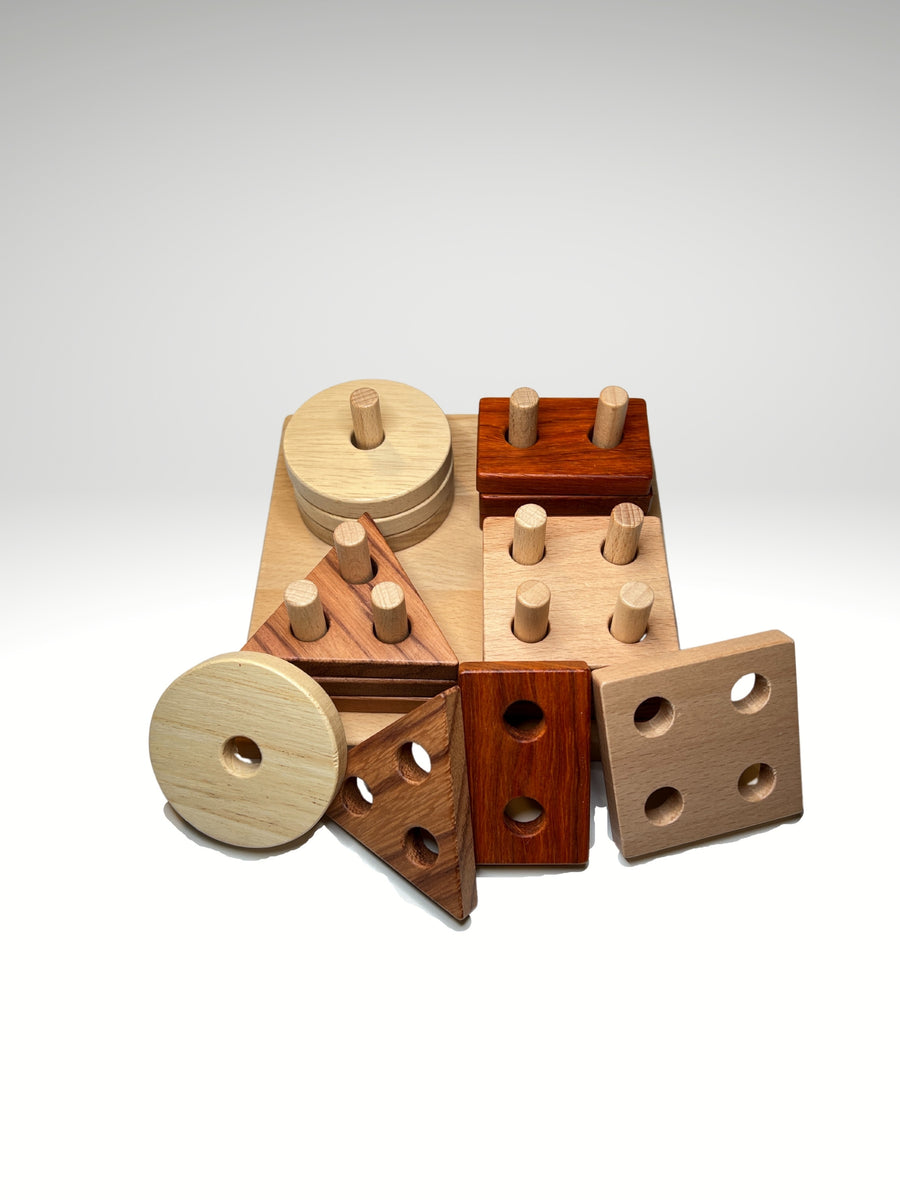 LilPlayground Wooden Basic Shapes Sorting Stacking Toy | Sorting Skill ...